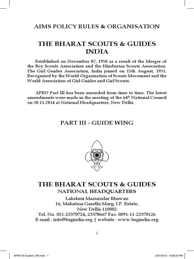 Bharat Scouts & Guides: Guide Wing Rules | PDF | Blouse | Softlines ...