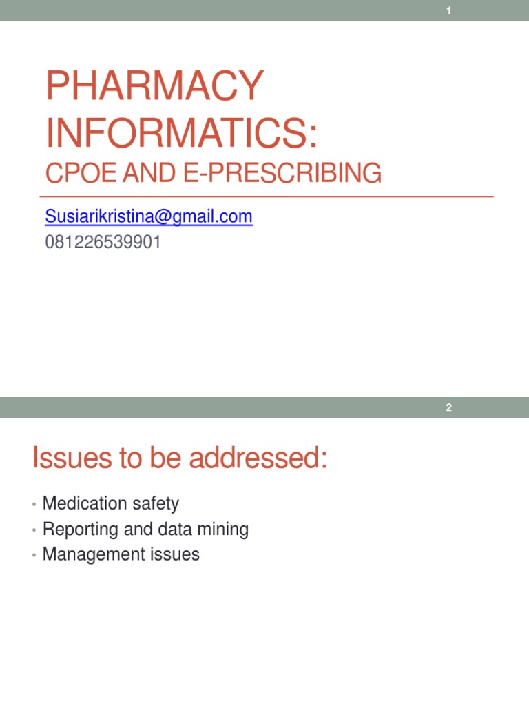 Pharmacy Informatics:: Cpoe and E-Prescribing | PDF | Health ...