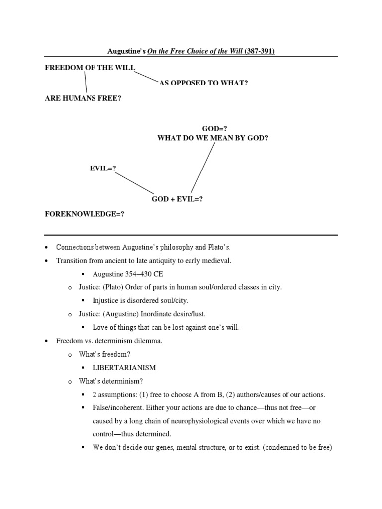 Augustine's On The Free Choice of The Will (387-391) Freedom of The ...