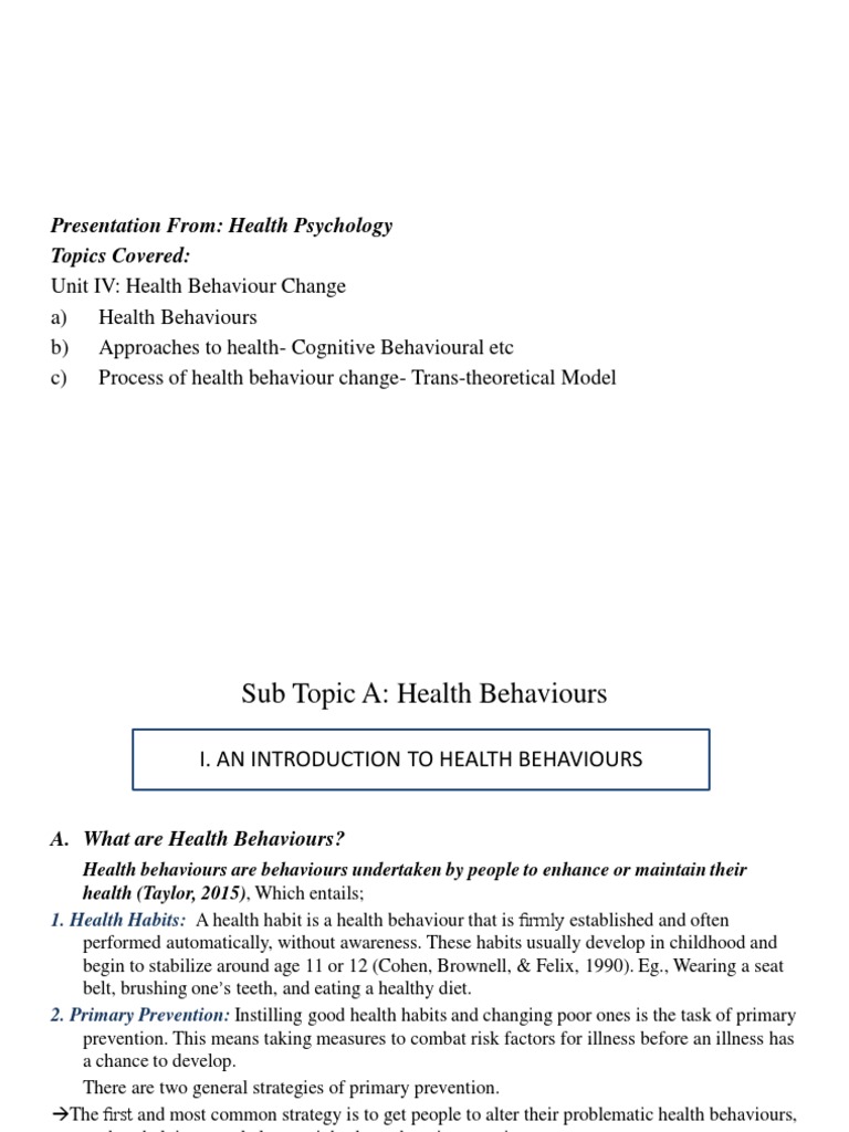 Presentation From: Health Psychology Topics Covered | PDF ...