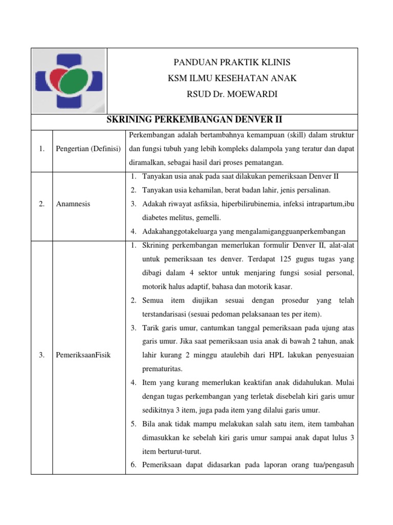 Skrining Perkembangan Denver II | PDF