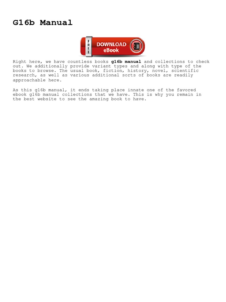 A Comprehensive Guide to Operating and Maintaining the Honda G16B ...