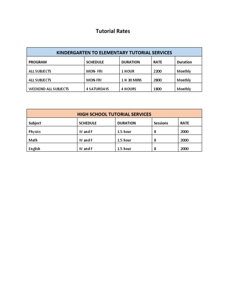 Tutoring Rates for Students | PDF