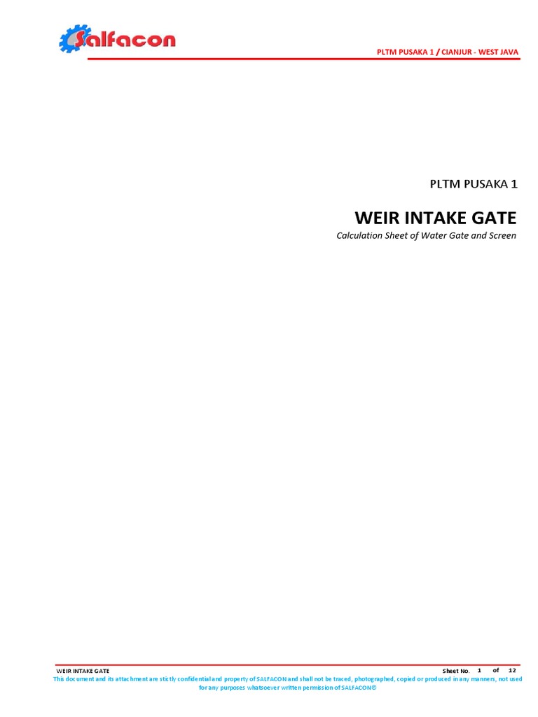 Weir Intake Gate PDF | PDF | Bending | Stress (Mechanics)
