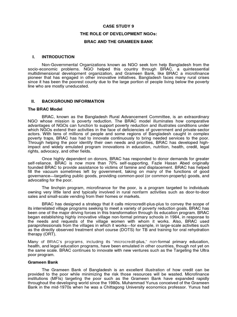 CASE STUDY 9-Intro - Bginfo.alternatives | PDF | Grameen Bank ...