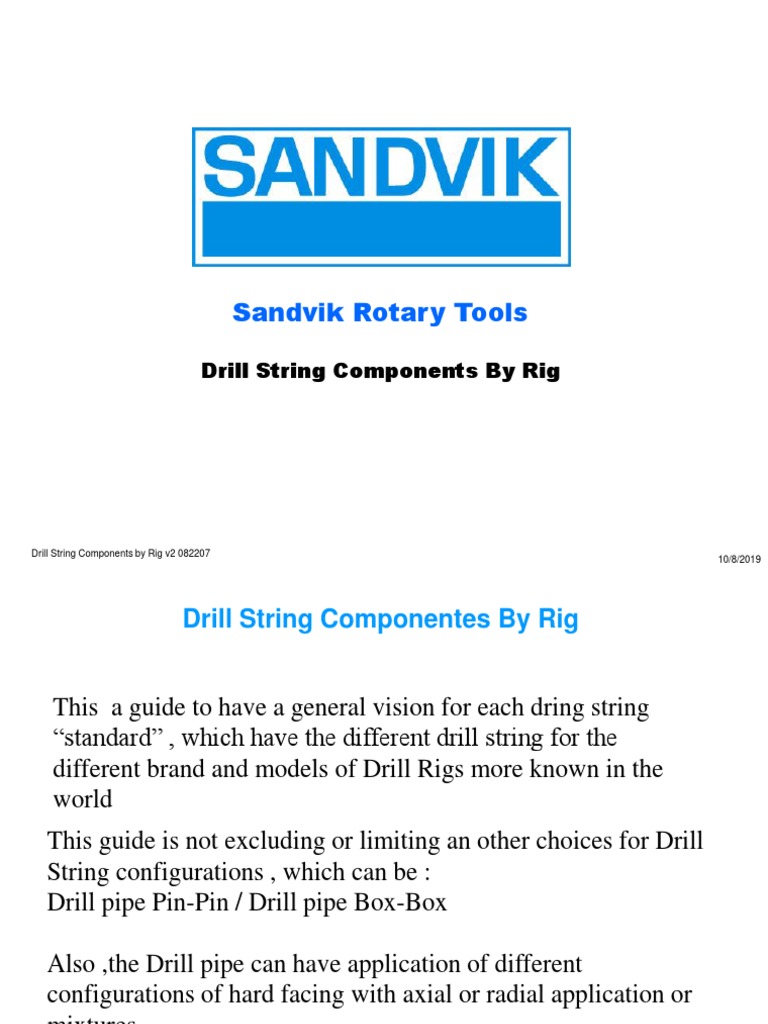 Sandvik Rotary Tools: Drill String Components by Rig | PDF | Drilling ...