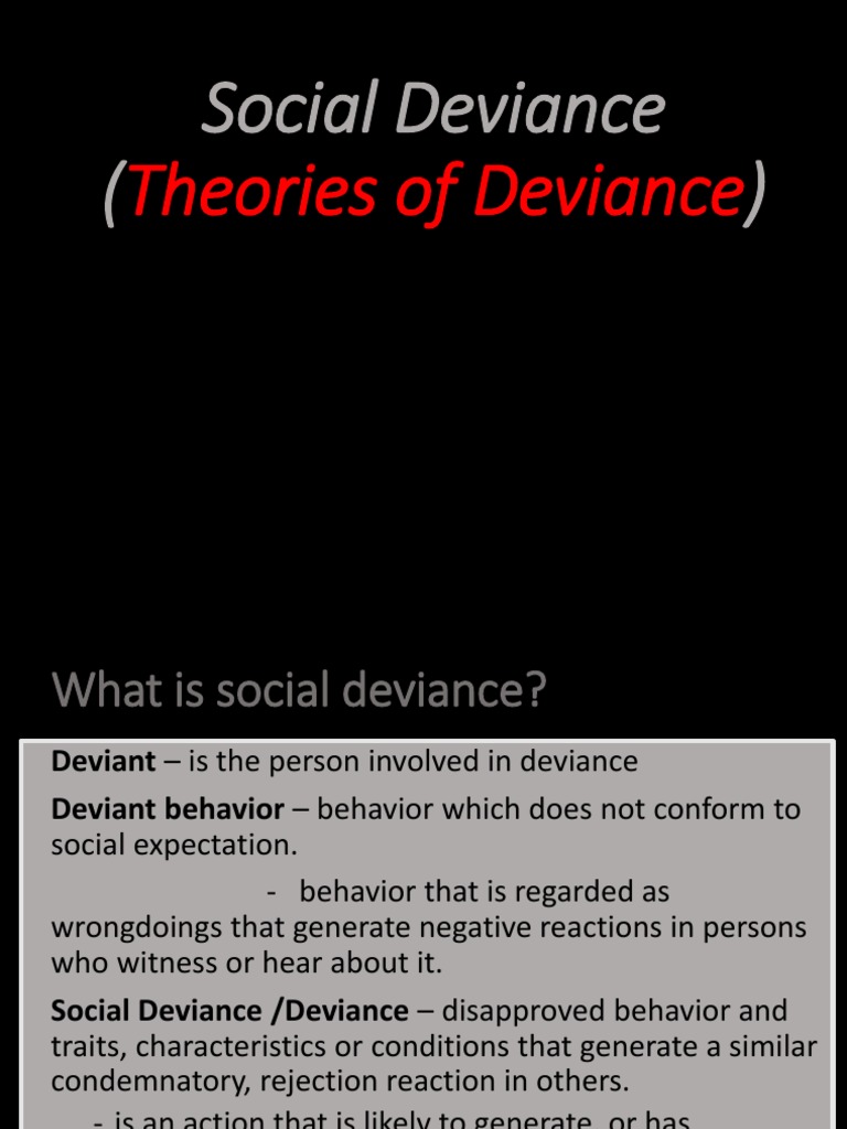 Social Deviance Theories | PDF | Deviance (Sociology) | Social ...