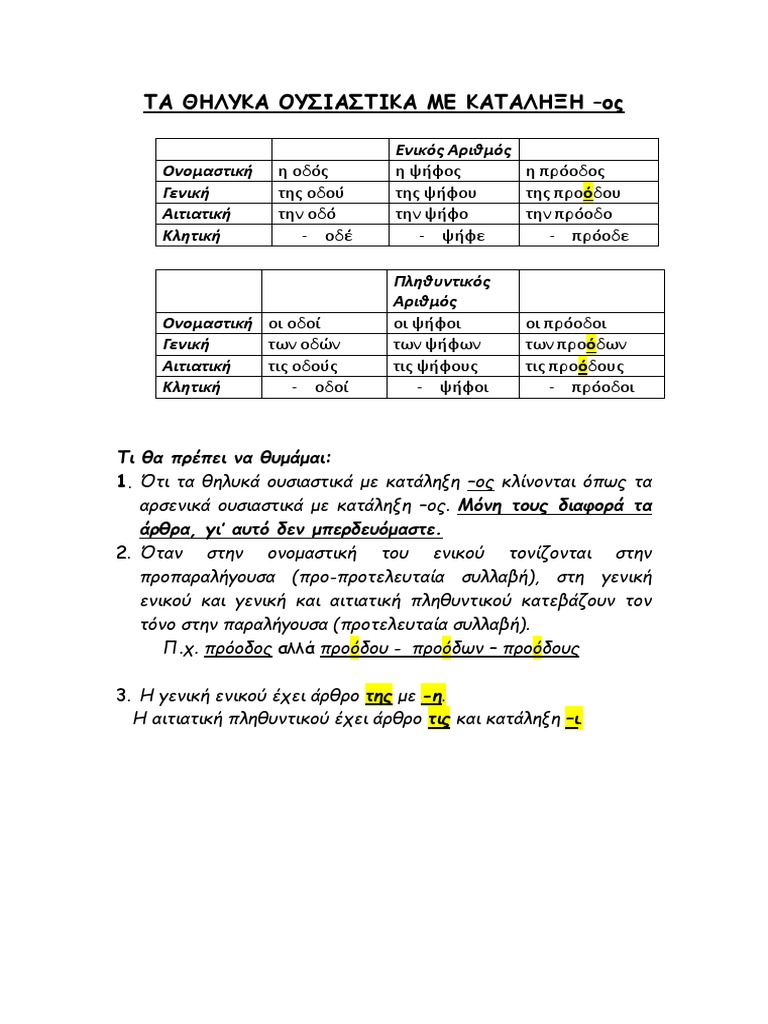 ΤΑ ΘΗΛΥΚΑ ΟΥΣΙΑΣΤΙΚΑ-ος | PDF