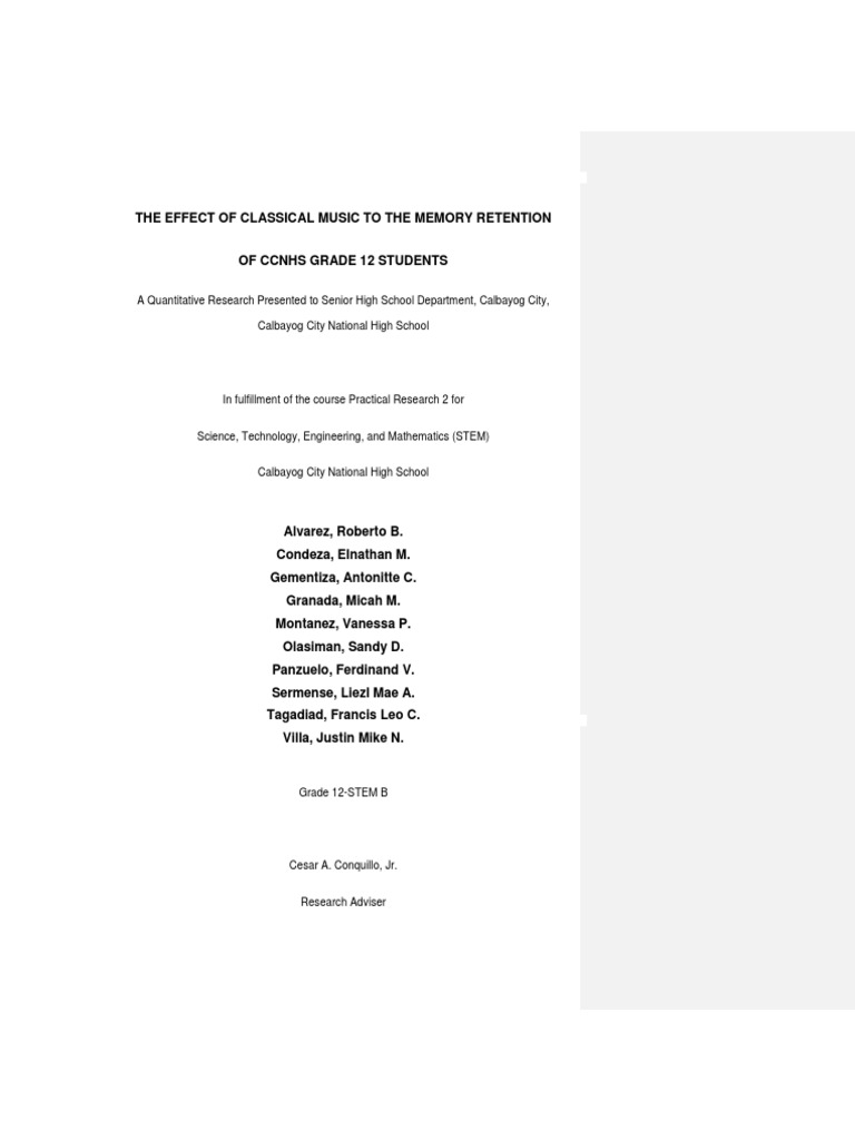 Classical Music's Impact on Memory | PDF | Errors And Residuals ...