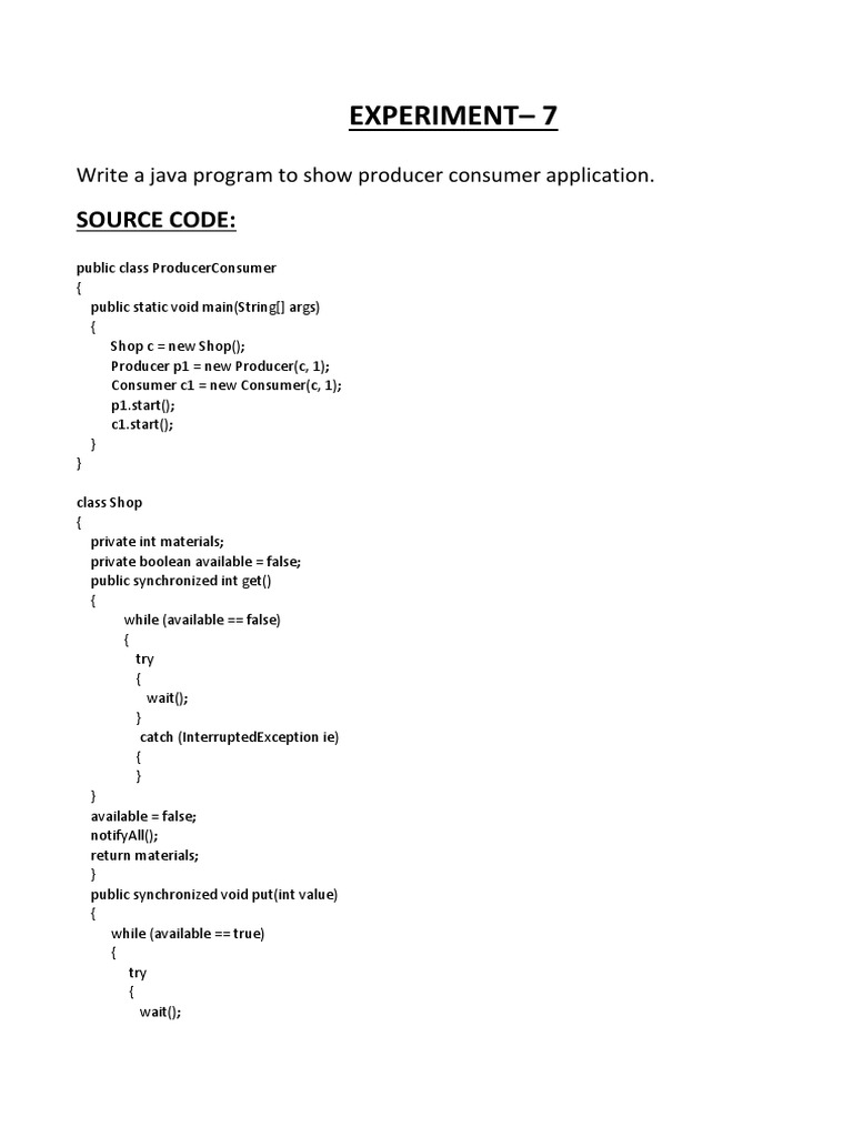 Producer-Consumer Synchronization: A Java Program Demonstrating the ...