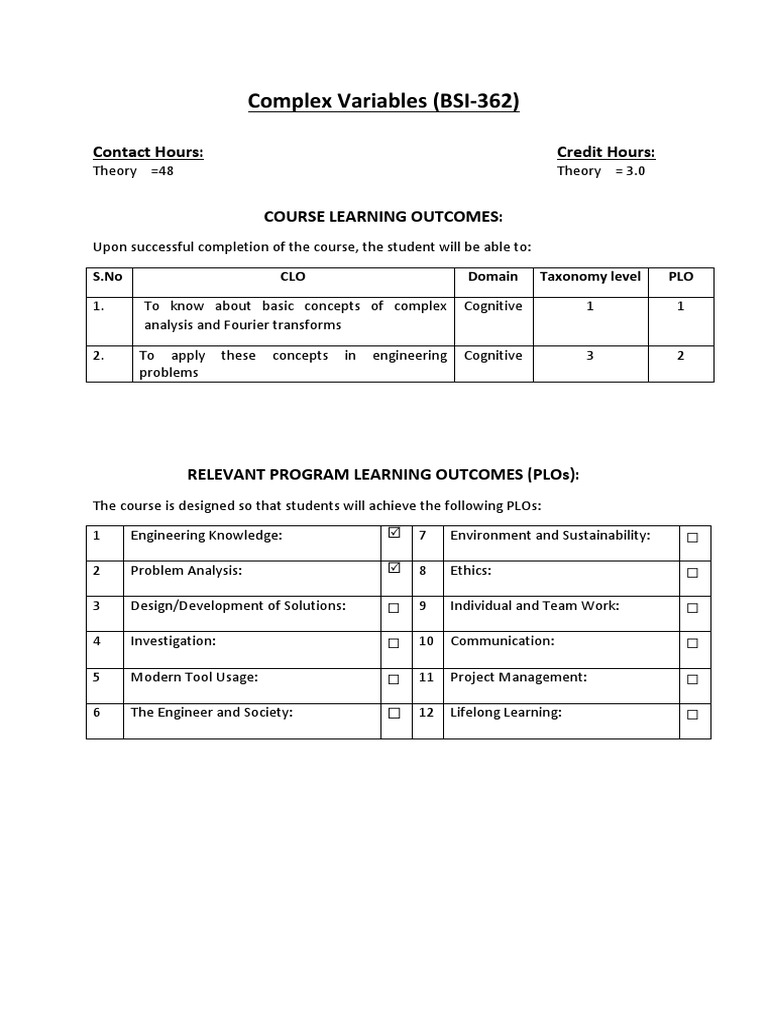 Complex Variables Course Overview | PDF | Complex Analysis | Complex Number