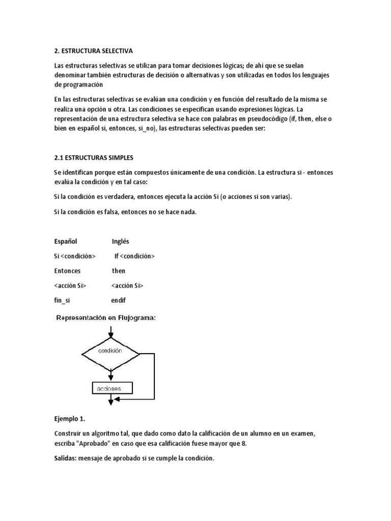 Estructura Selectiva | PDF | Algoritmos | Informática teórica