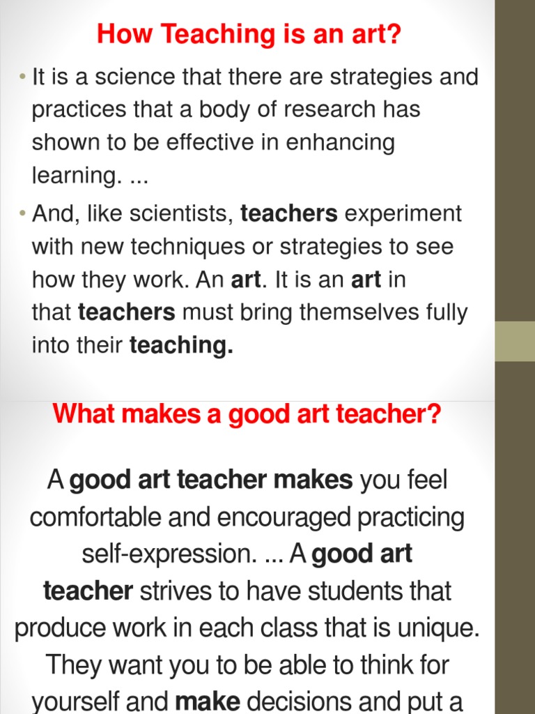 How Teaching Is An Art? | PDF | Classroom Management | Visual Arts ...
