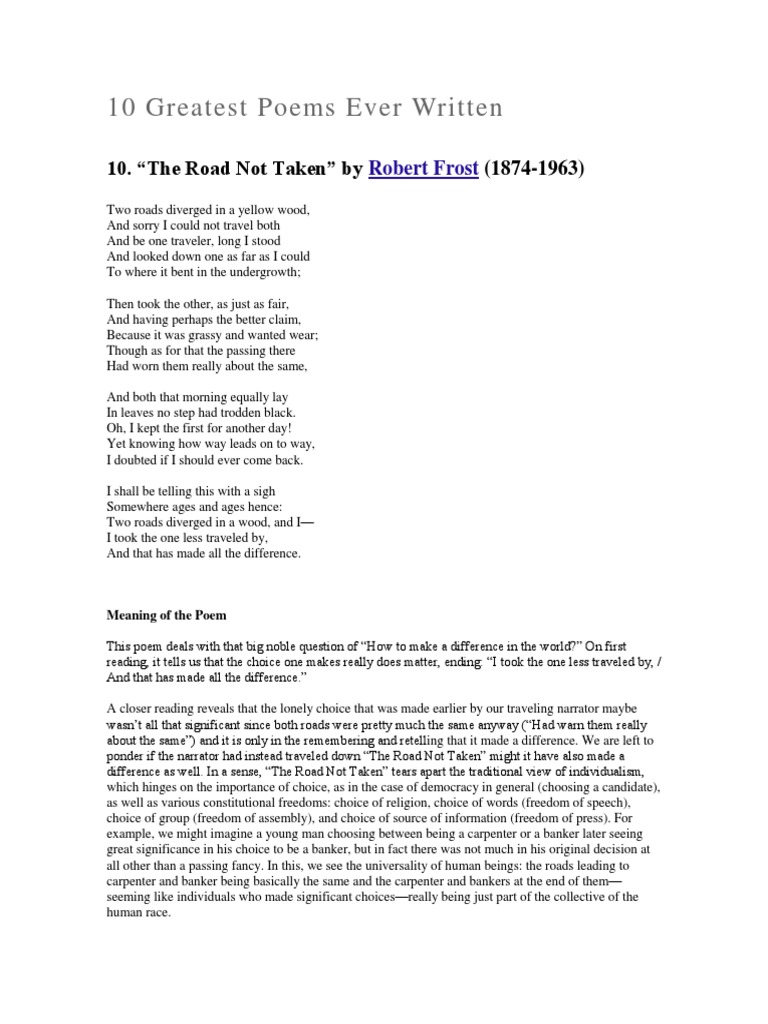 10 Greatest Poems Ever Written 10 & 9 | PDF