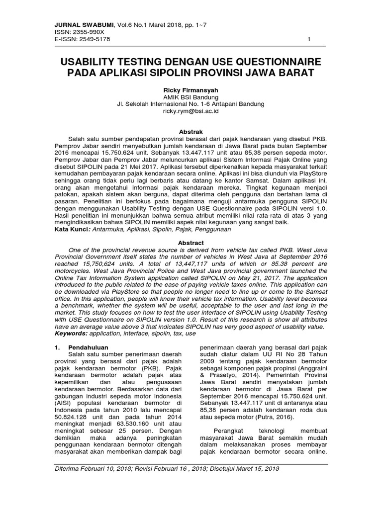 Usability SIPOLIN Jawa Barat | PDF