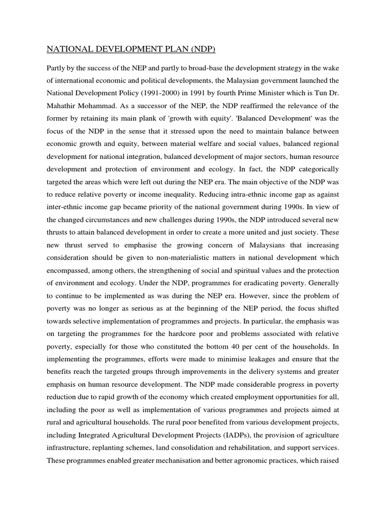 Malaysia's National Development Policy Overview | PDF | Economic ...