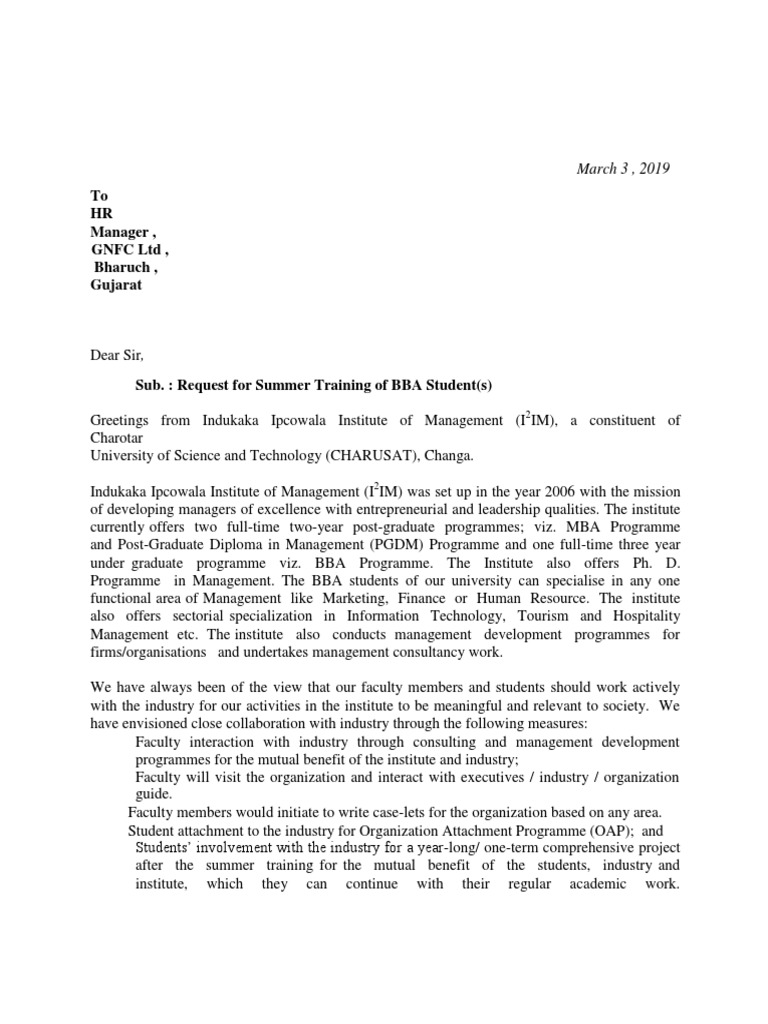 5 Annexure - V - OAP Request Letter | PDF | Master Of Business ...