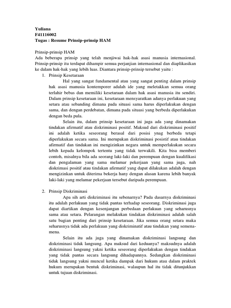 Prinsip Dasar Hak Asasi Manusia | PDF