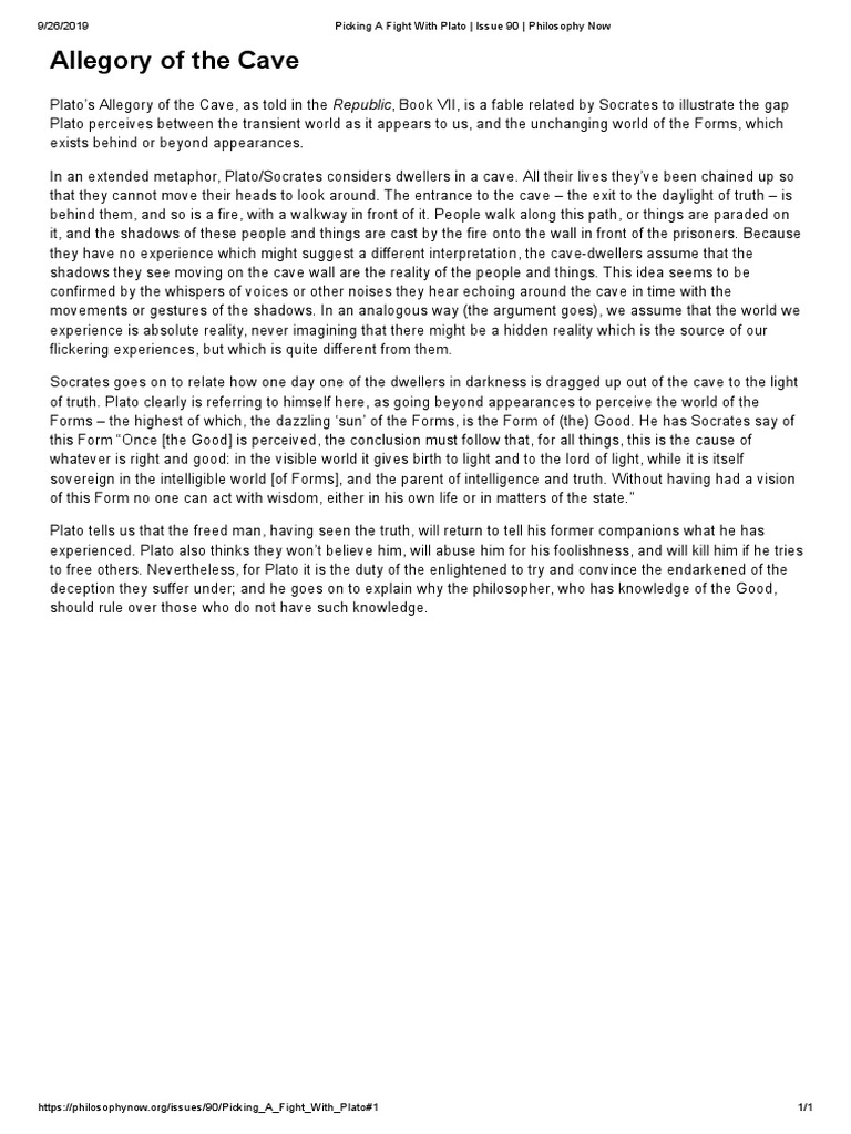 Allegory of Cave | PDF | Justification | Philosophical Methodology