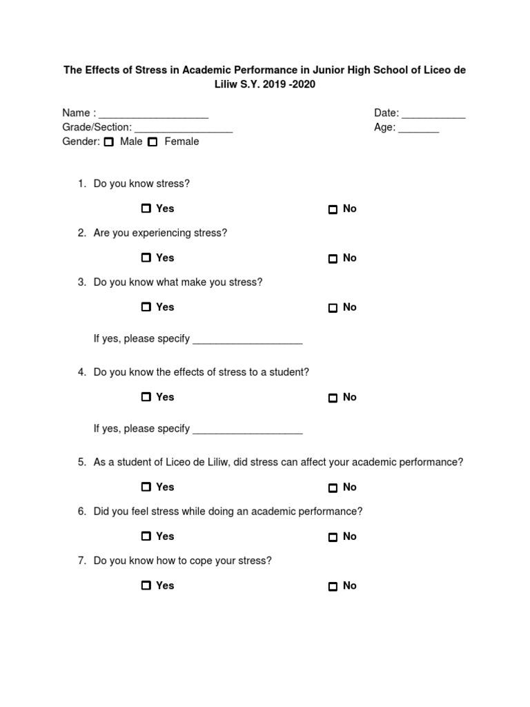 Stress Impact on Junior High Students | PDF | Self-Improvement