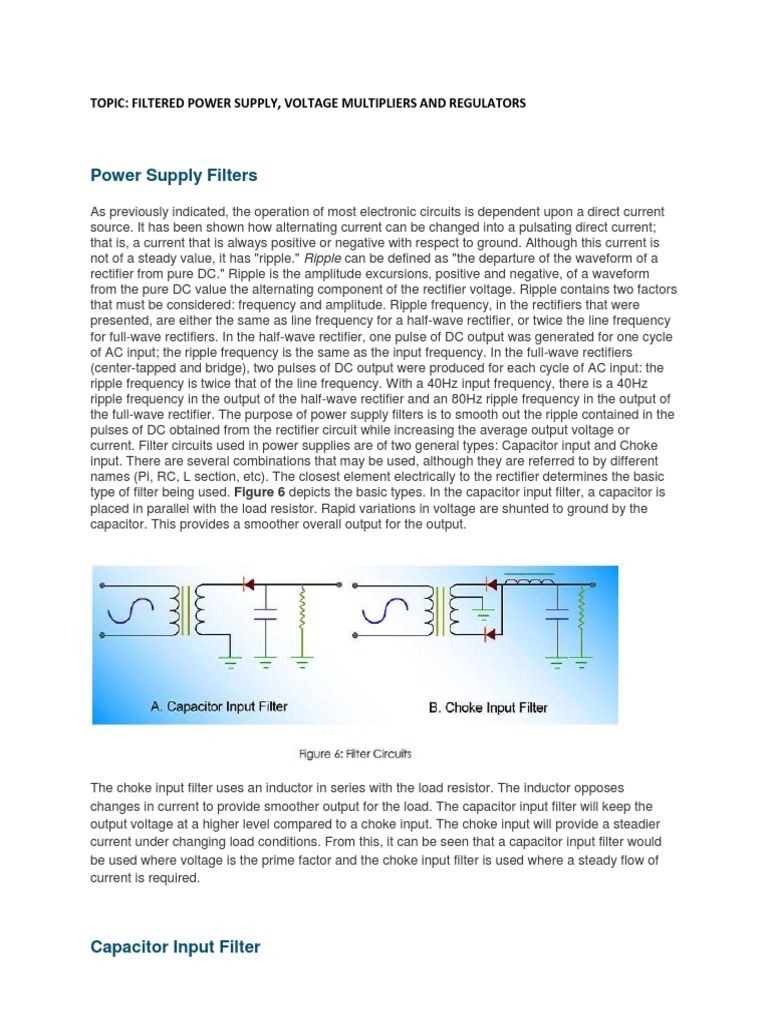 Filtered Power Supply | Download Free PDF | Rectifier | Electronic Filter