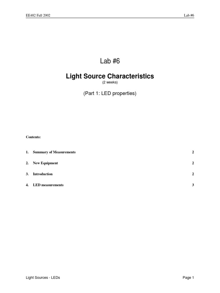 Light Source Characteristics: (Part 1: LED Properties) | PDF | Light ...