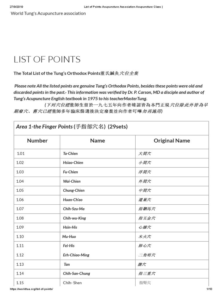 List of Acupuncture Points | PDF