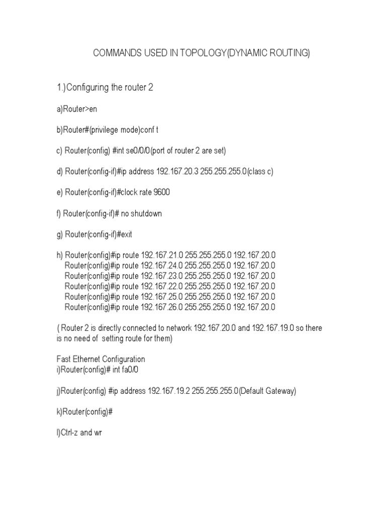 Commands Used in Topology | PDF | Router (Computing) | Computer Architecture