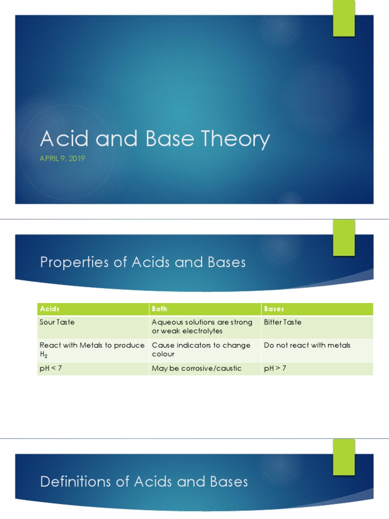 Acid and Base Theory | PDF | Acid | Hydroxide