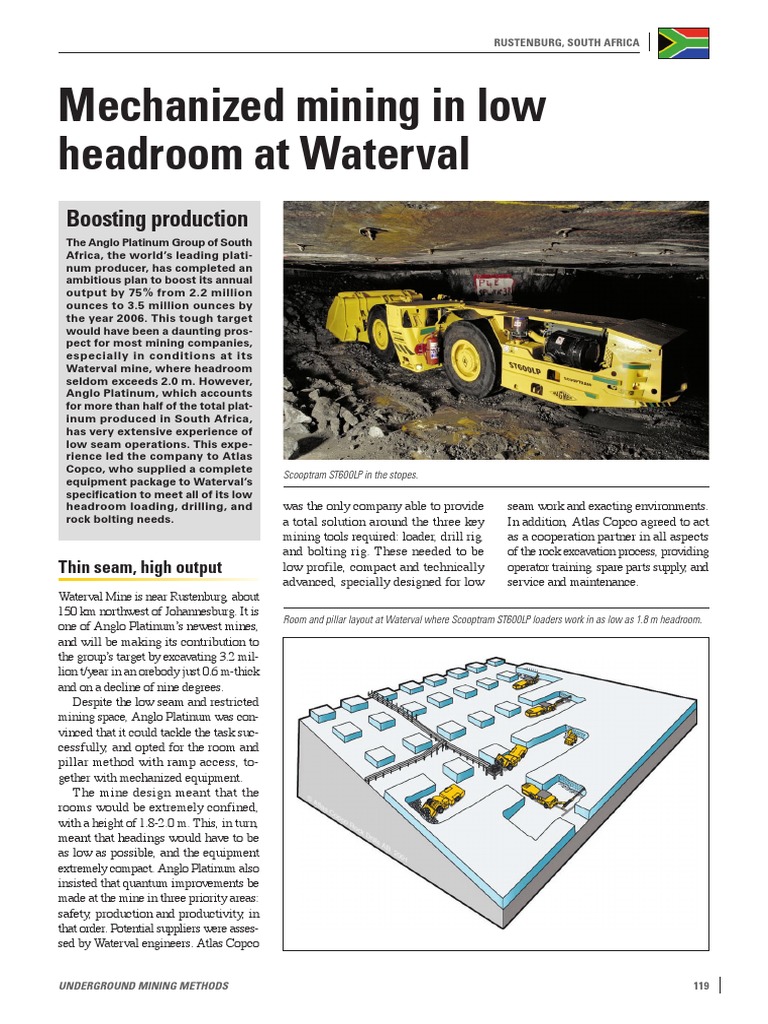 119 Mechanized Mining in Low Headroom at Waterval | PDF | Mining
