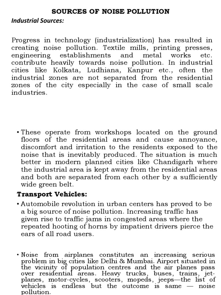 Noise Pollution Sources