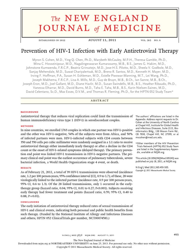 New England Journal Medicine: The of | PDF | Management Of Hiv/Aids | Hiv