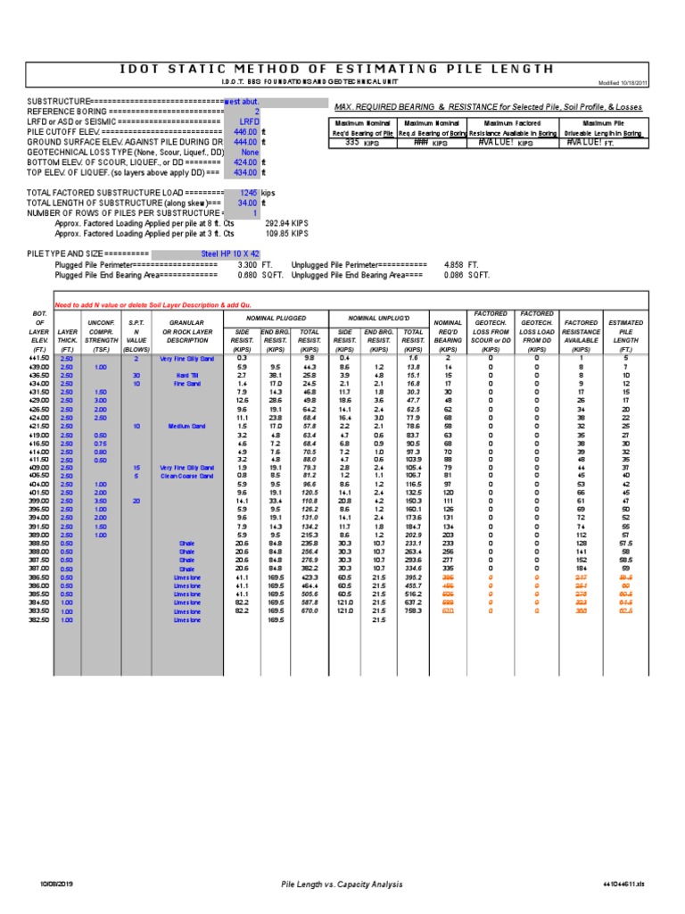 Modified IDOT Pile Length | PDF | Deep Foundation | Geotechnical ...