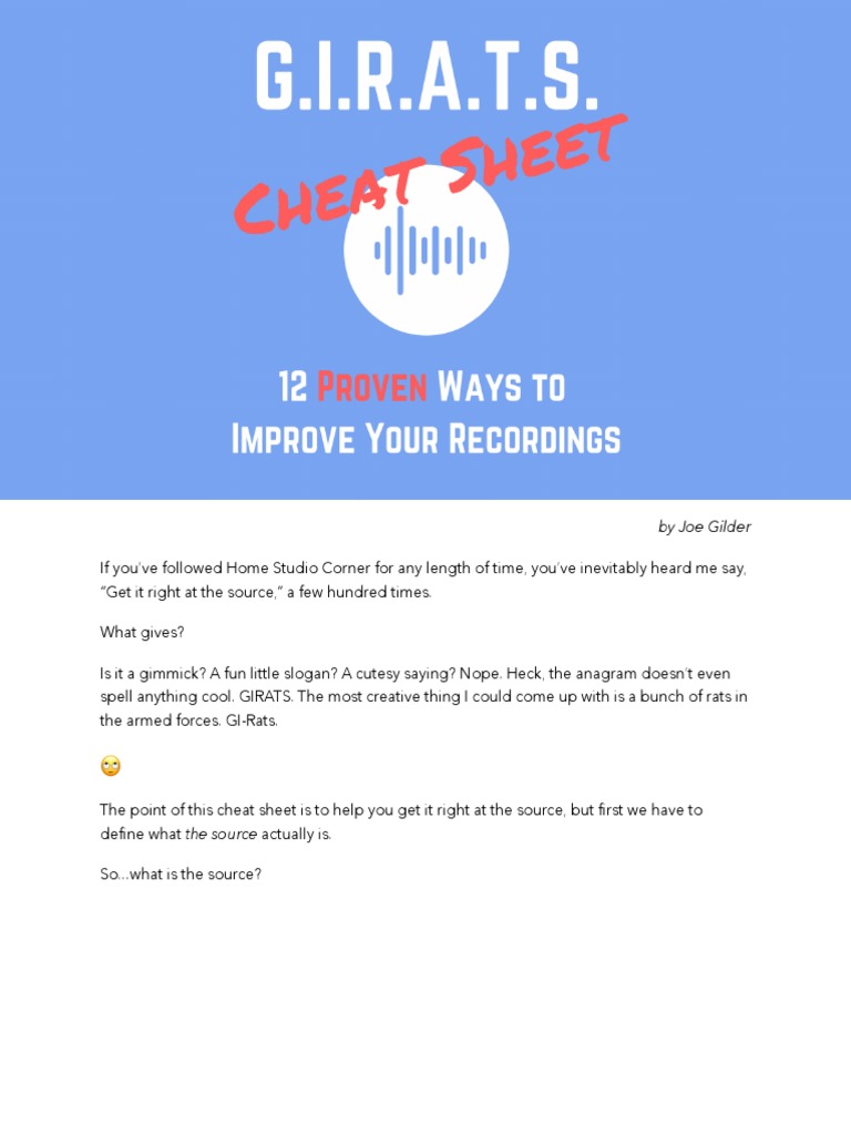Cheat Sheet | PDF | Song Structure | Microphone