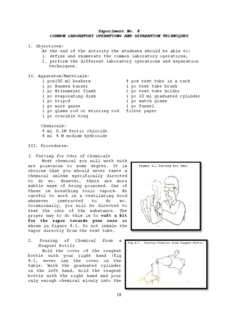 Experiment No. 4 Common Laboratory Operations and Separation Techniques ...