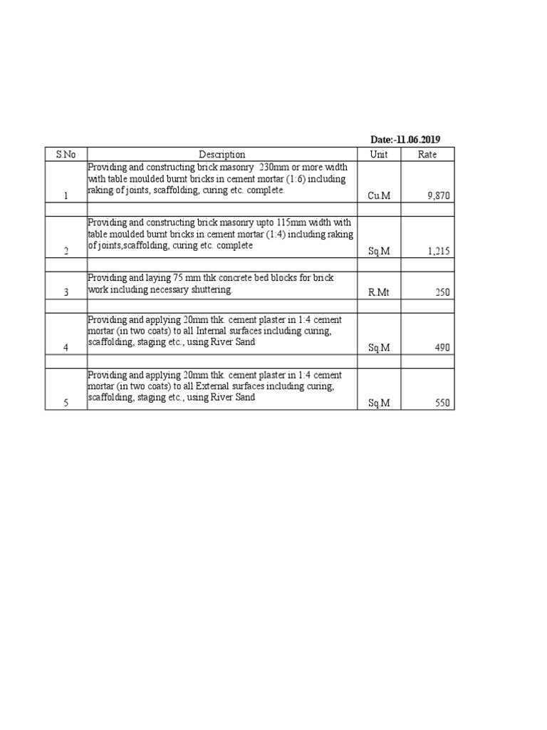 Brick Work Quotation | PDF | Brick | Mortar (Masonry)