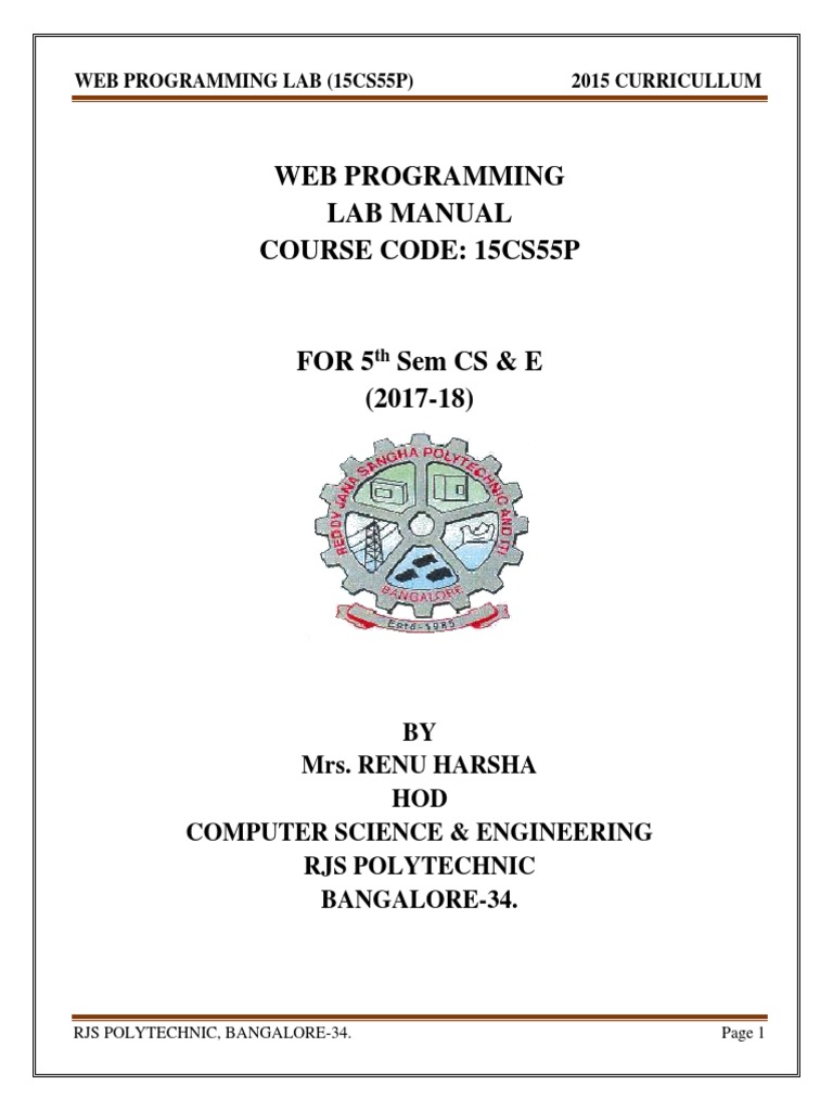 Web Programming Lab Manual PDF | PDF | Java Servlet | Software Development