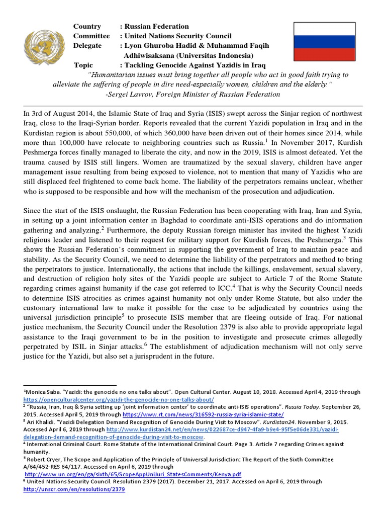 Position Paper Example ALSA Internal Model United Nations 2019 | PDF ...