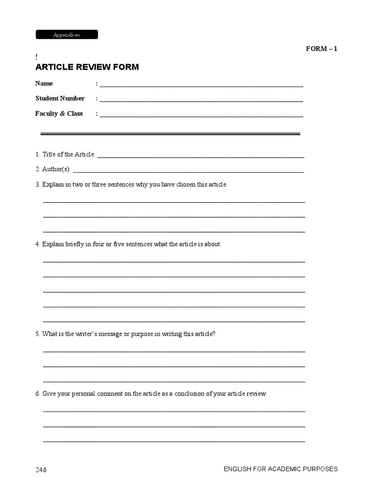 Article Review Sheet | PDF