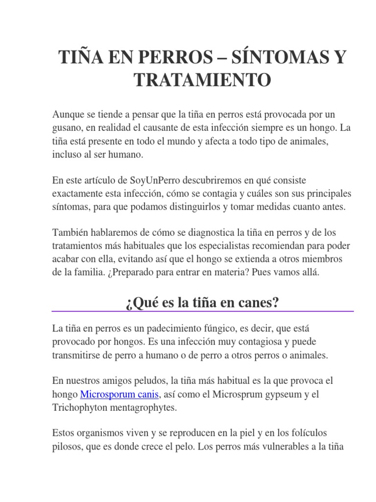 Tiña en Perros | PDF | Perros | Hongo