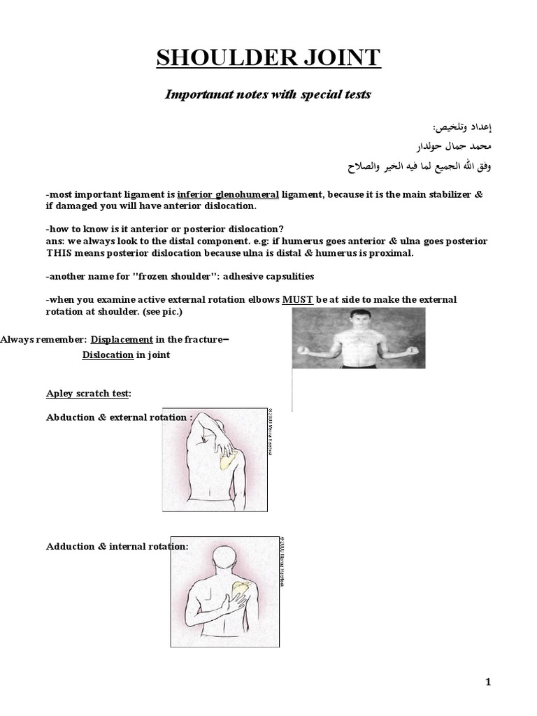 Important Tests for Evaluating Shoulder Joint Pathologies and ...
