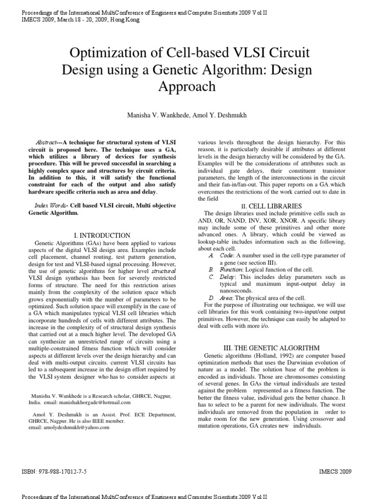 Optimization of Cell-Based VLSI Circuit Design Using A Genetic Algorithm: Design Approach | PDF ...