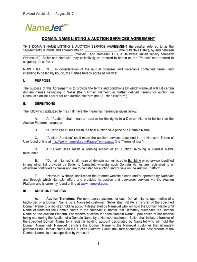 Namejet PDF | PDF | Domain Name Registrar | Indemnity