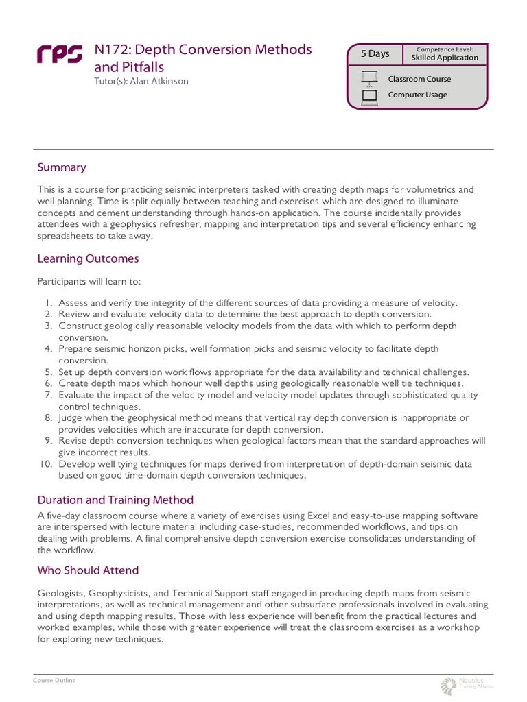 Depth Conversion | PDF | Reflection Seismology | Geology