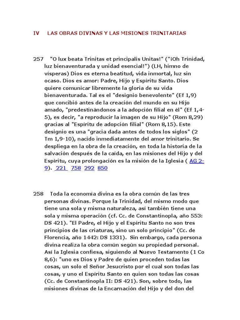 Obras Divinas y Misiones Trinitarias | PDF | Trinidad | espíritu Santo