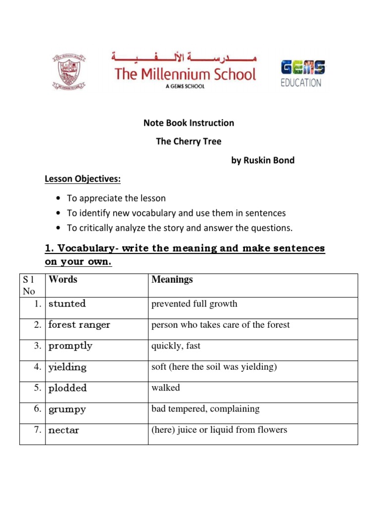 The Cherry Tree: Lesson and Activities | PDF