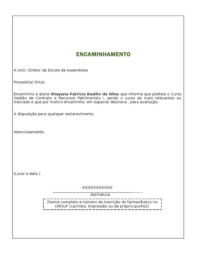 7 - Modelo - Encaminhamento - Preenchimento | PDF