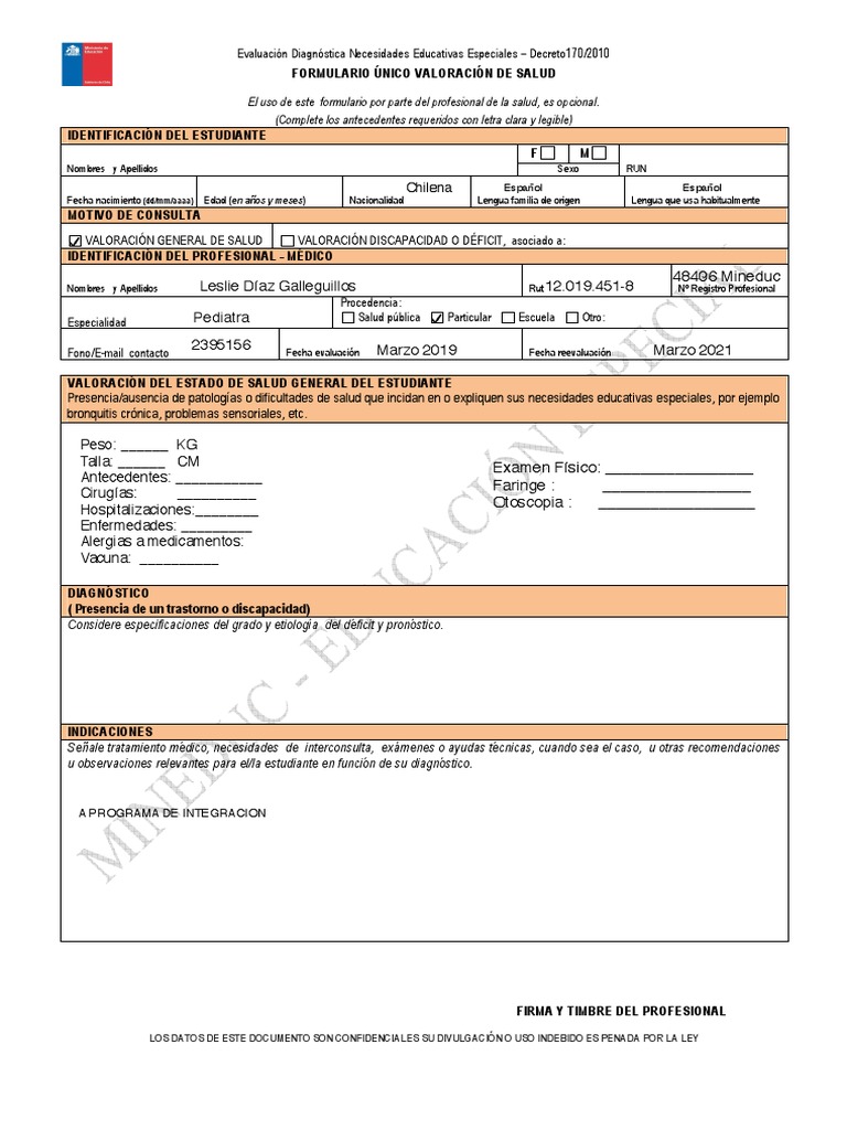 Formulario Decreto 170 | PDF | Ciencias de la Salud | Enfermedades y ...