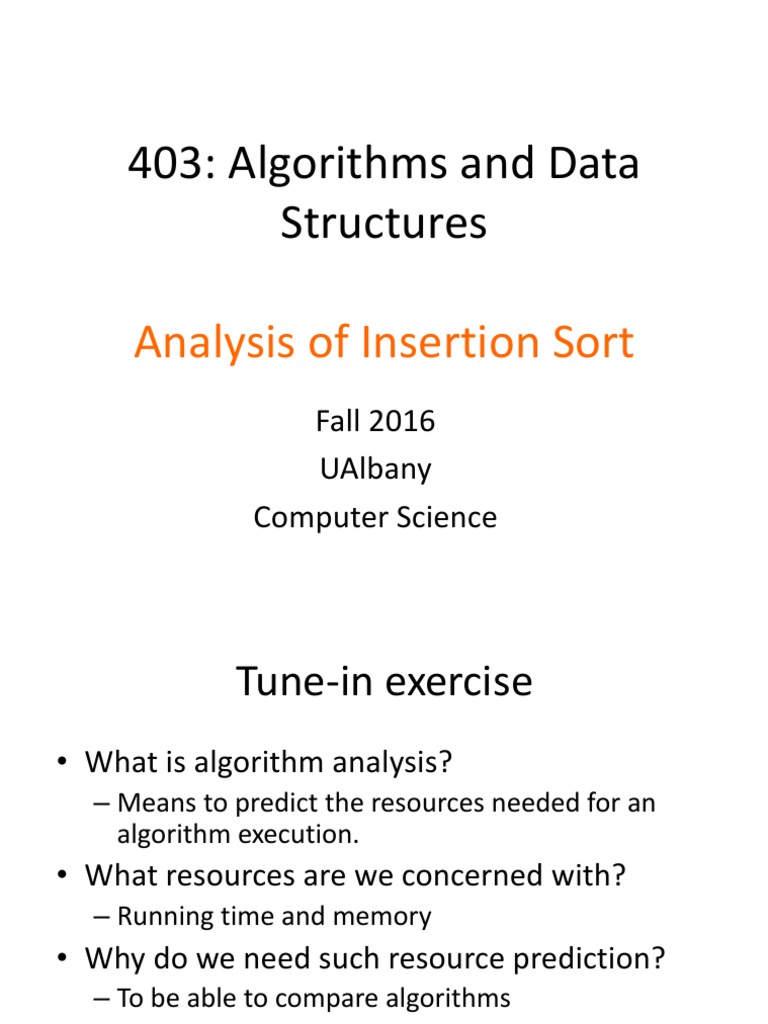 02-Analysis of Insertion Sort | PDF | Time Complexity | Algorithms