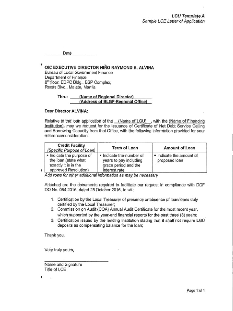 Template A Sample LCE Letter of Application | PDF